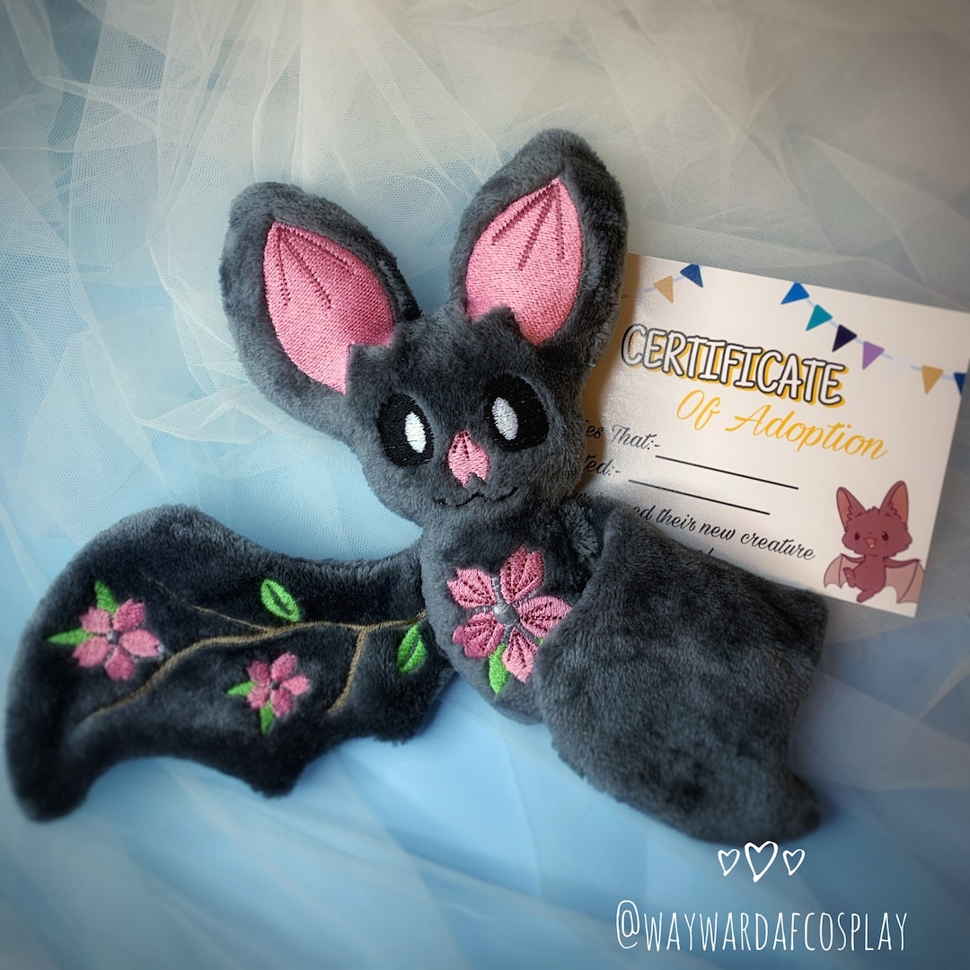 Grey Cherry Blossom Bat Plushy Handmade to Order Complete - Etsy