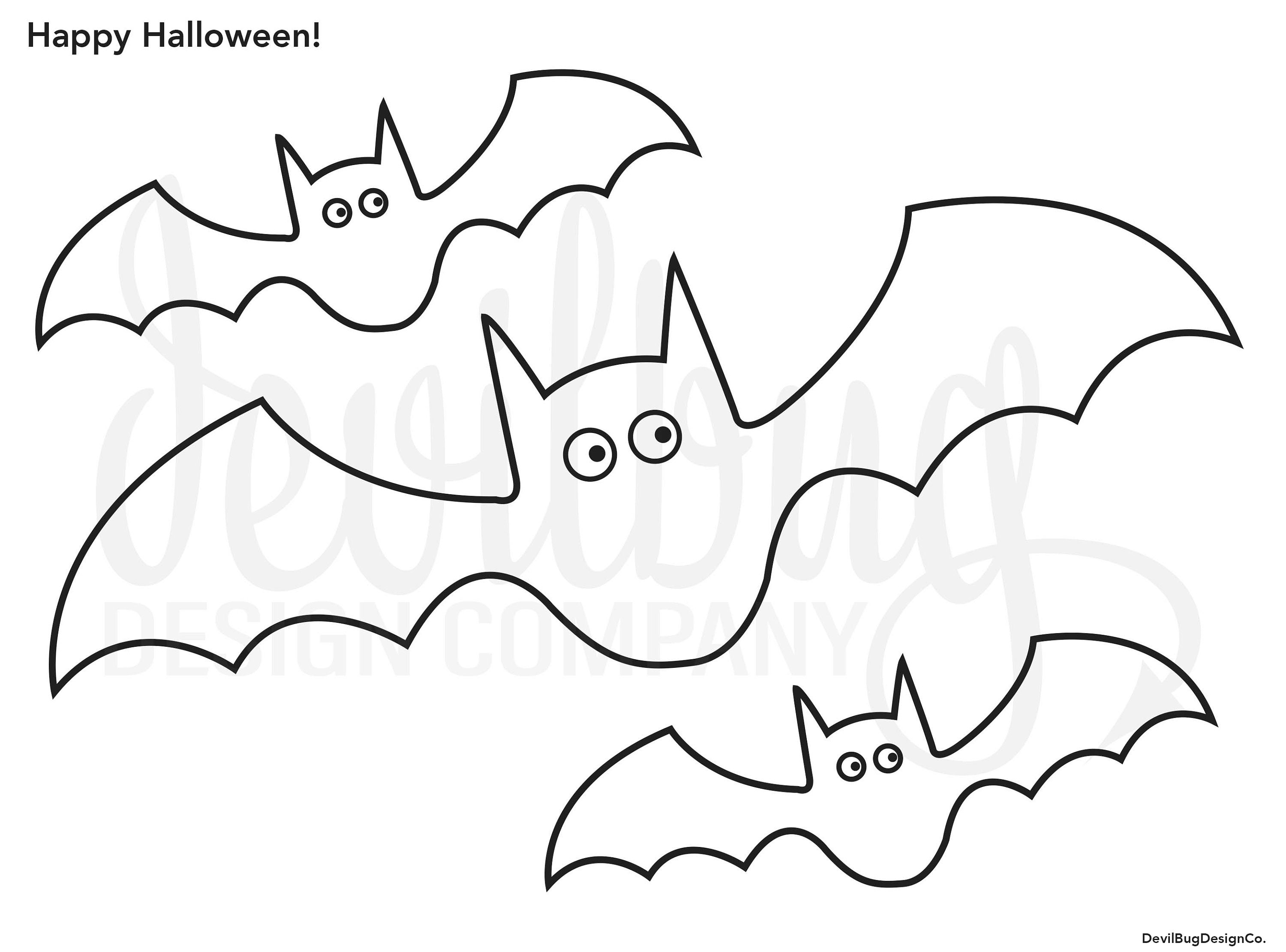 Halloween Bats Printable Coloring Pages
