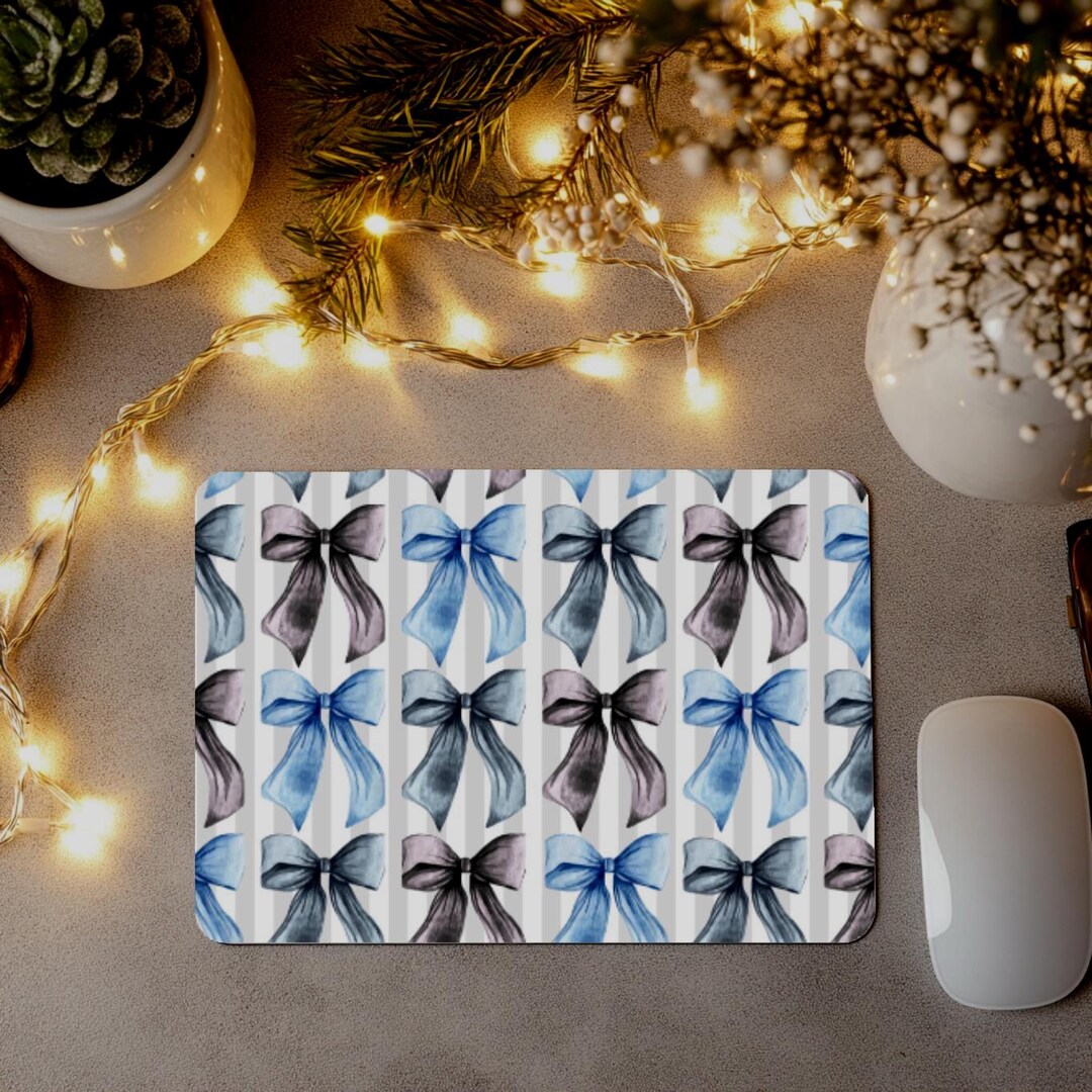 Coquette Blue Bows Mouse Pad | Desk | Office | Gift Ideas - Etsy