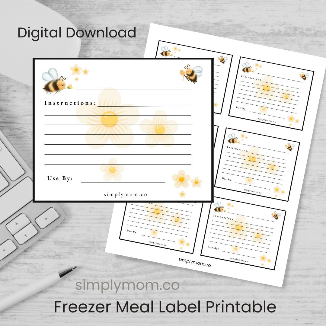 Bee Theme Printable Freezer Meal Labels | Labels for Make Ahead Meals ...