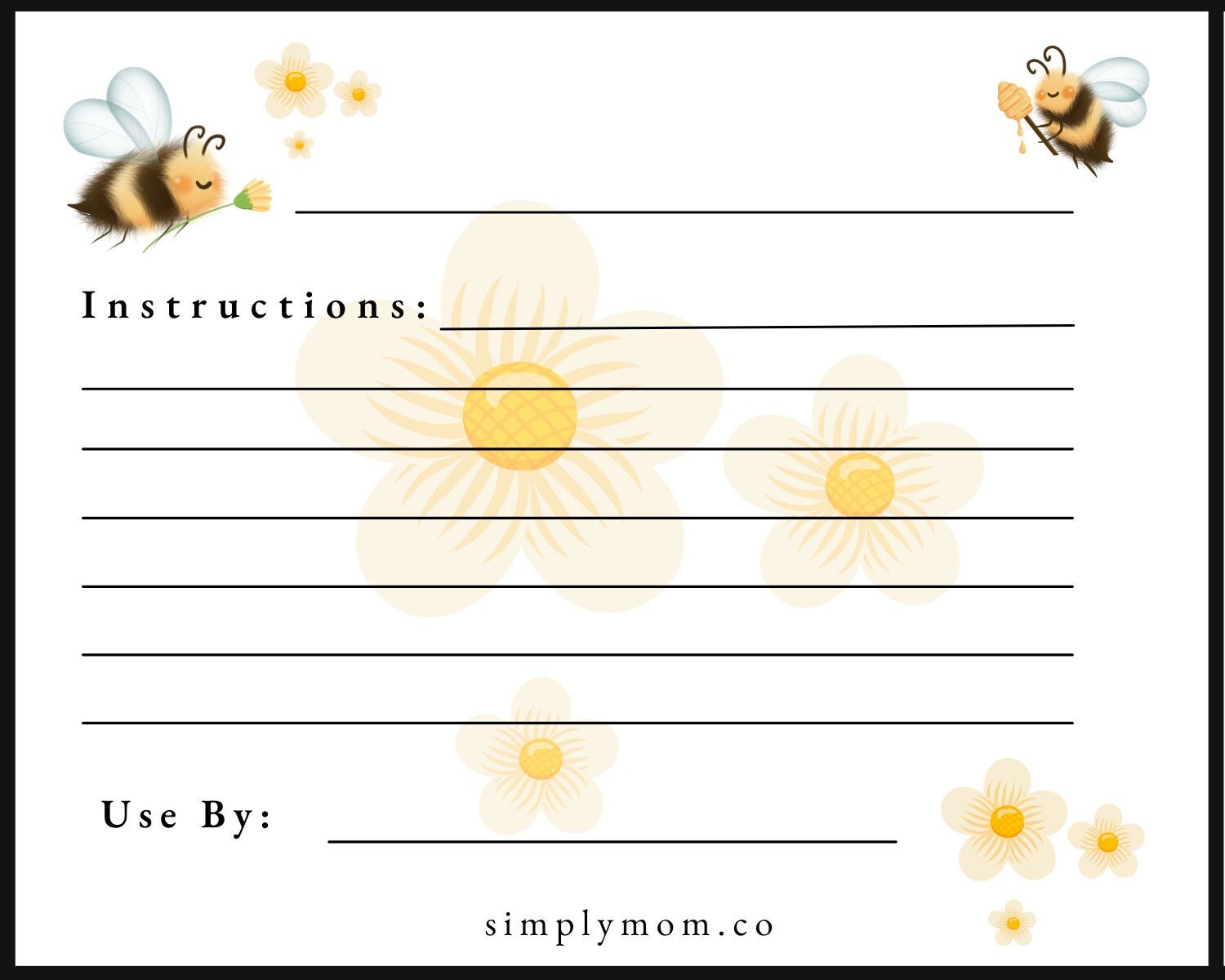 Bee Theme Printable Freezer Meal Labels | Labels for Make Ahead Meals ...