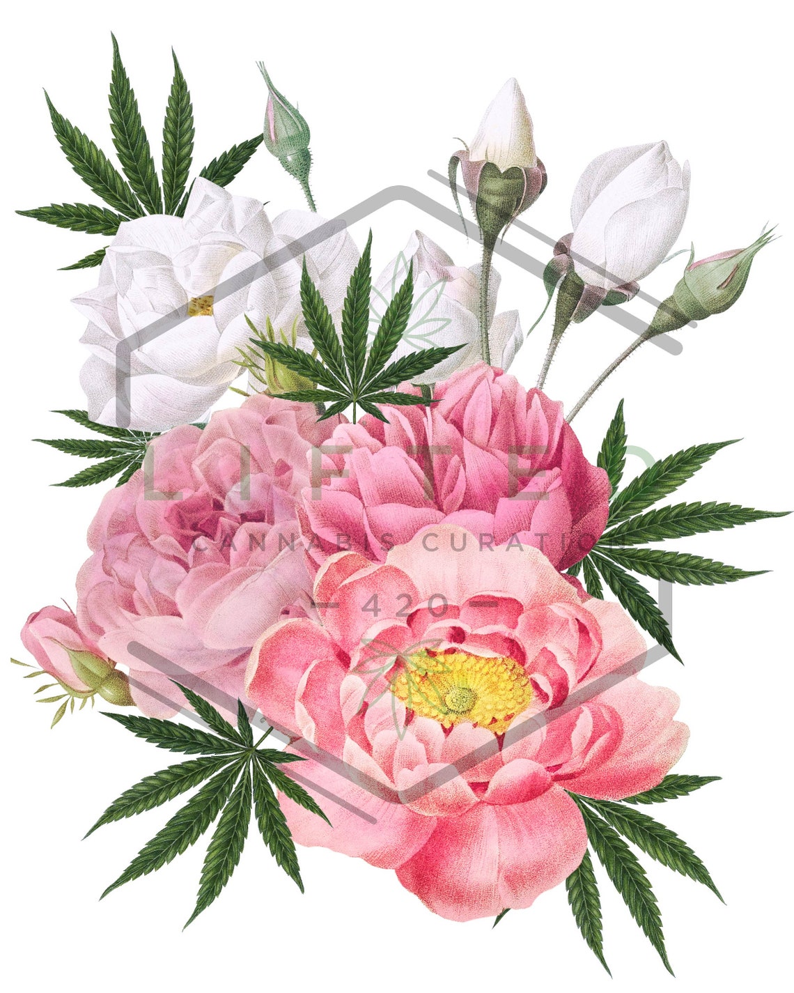 Cannabis Botanical Wall Art Floral Marijuana Wall Art Home - Etsy