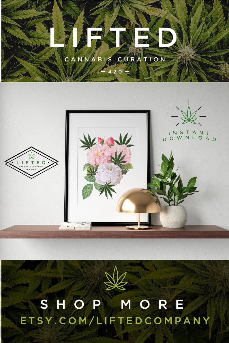 Marijuana Wall Art Plant Lady Wall Art Stoner Girl Floral - Etsy