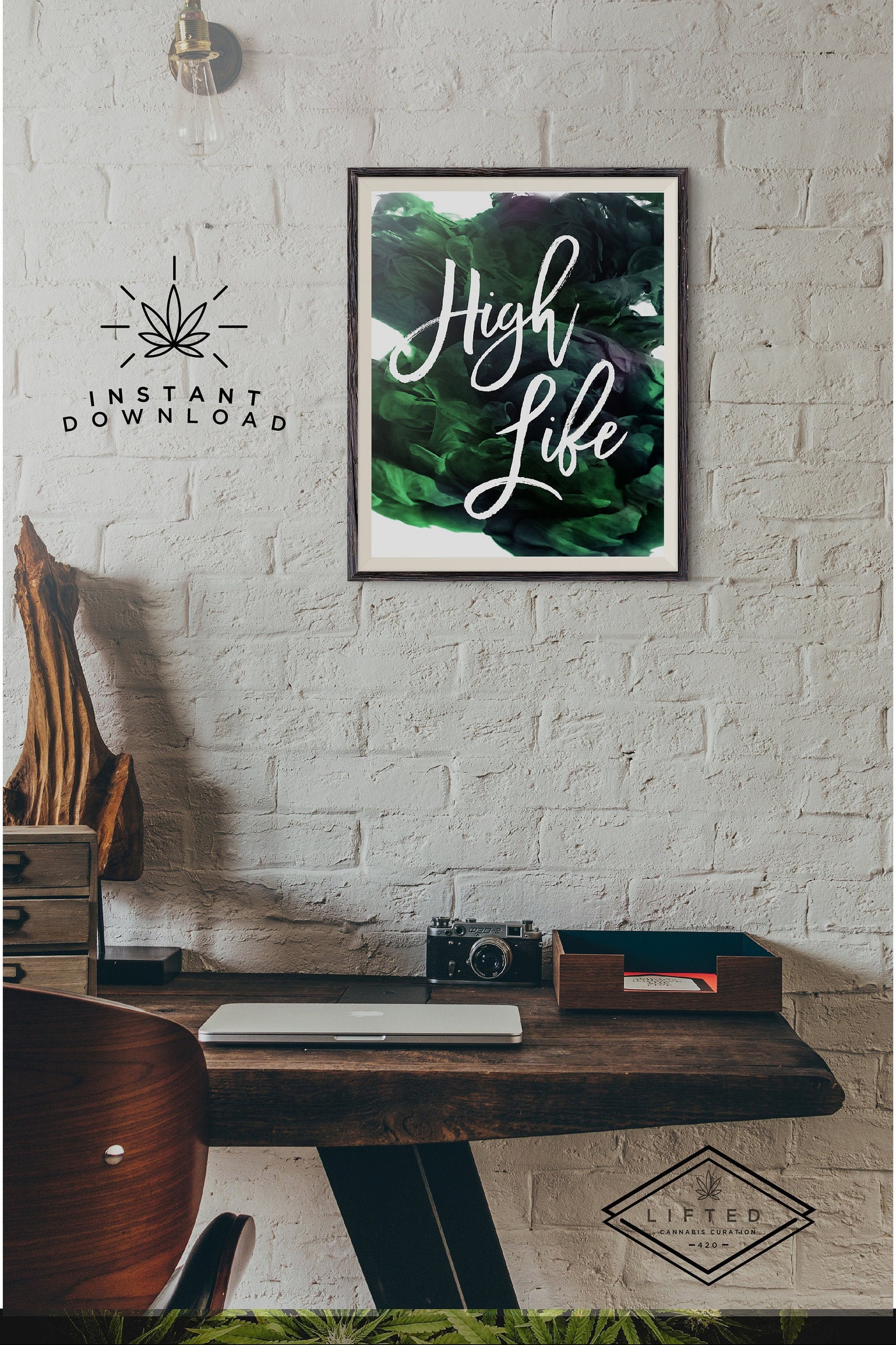 High Life Wall Art, Cannabis Wall Decor, Weed Art Poster, Marijuana ...