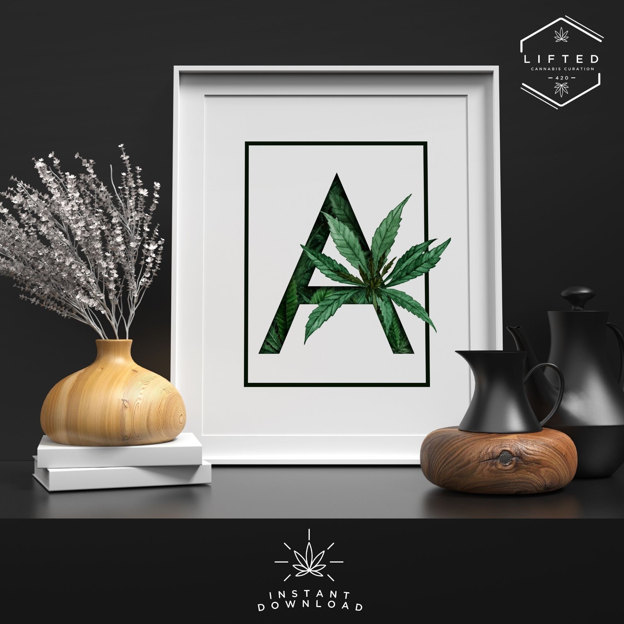 Cannabis Letter A Wall Decor, Weed Alphabet Home Decor, Marijuana ...
