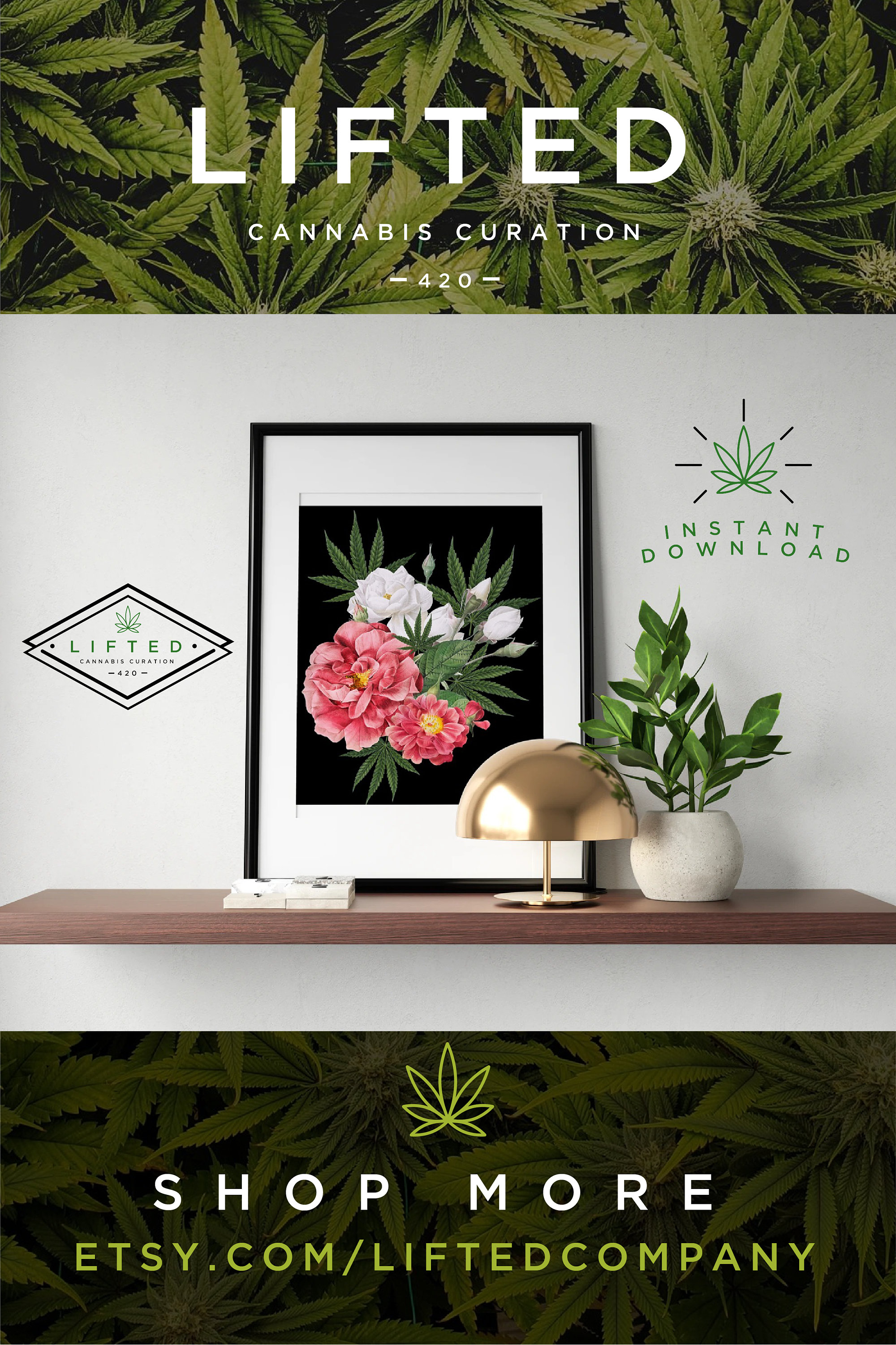 Weed Wall Art Floral Fine Art Cannabis Living Room Decor - Etsy