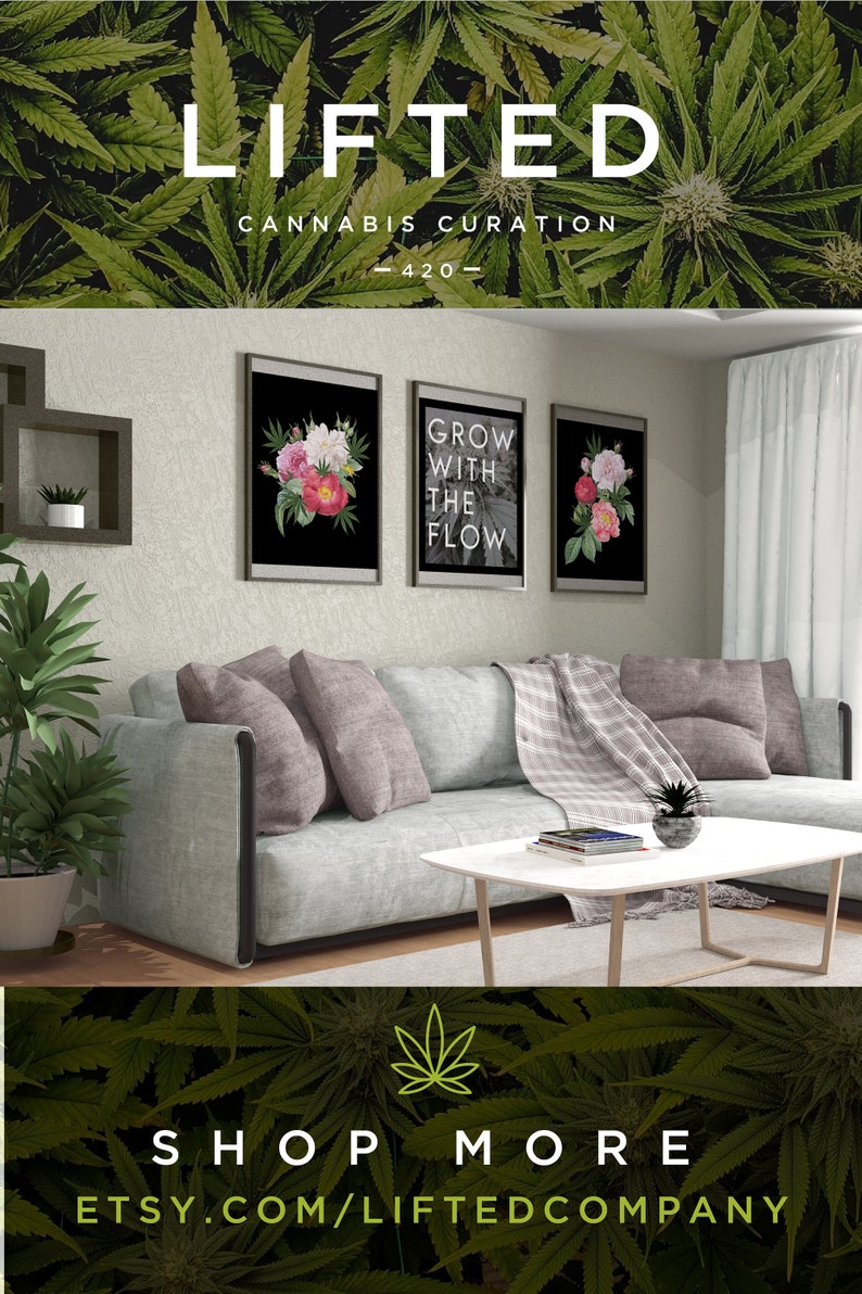 Weed Wall Art Floral Fine Art Cannabis Living Room Decor - Etsy