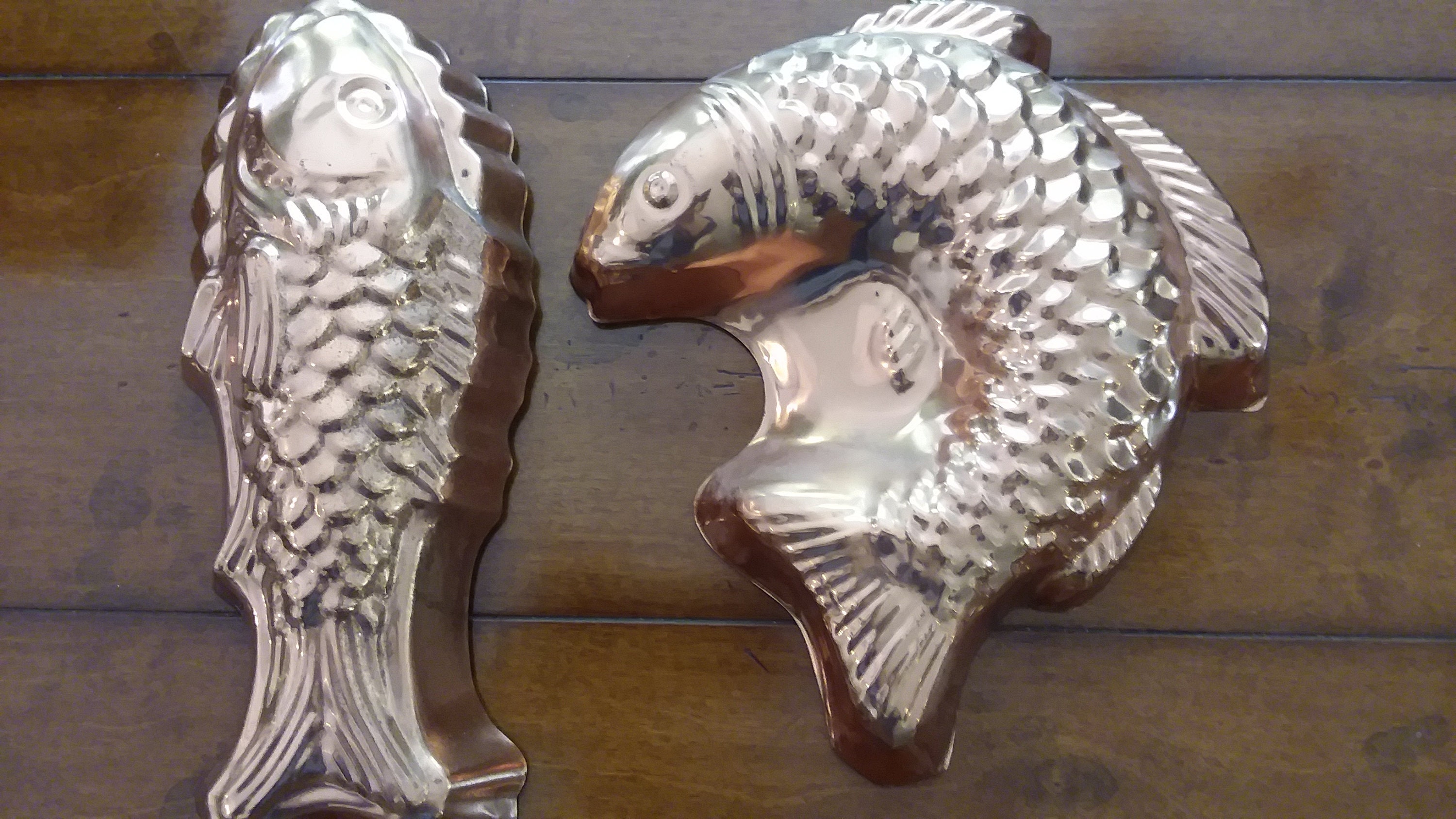 COPPER JELLO MOLDS Made in Tagus Portugal Two Vintage Fish - Etsy