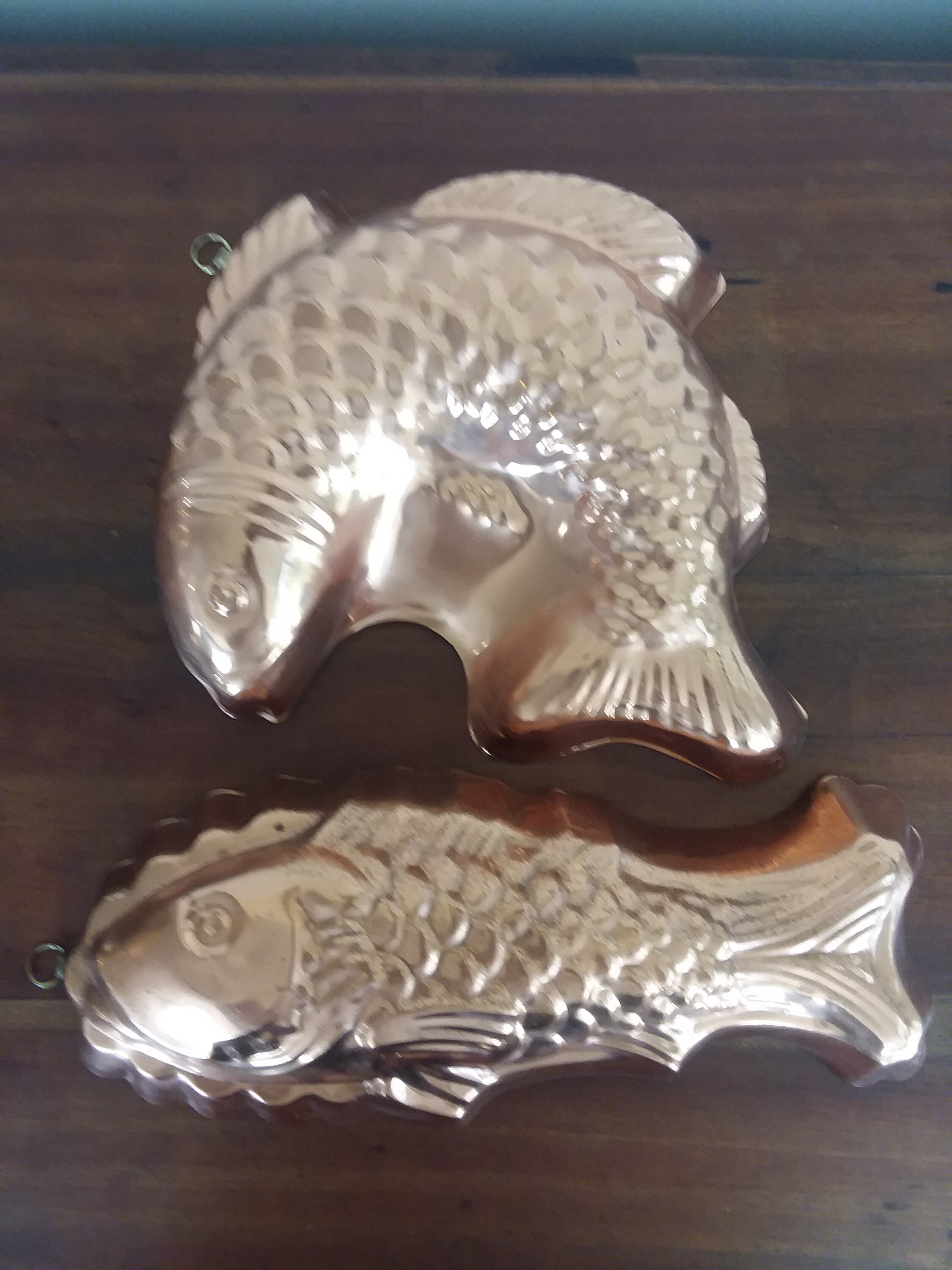 COPPER JELLO MOLDS Made in Tagus Portugal Two Vintage Fish - Etsy