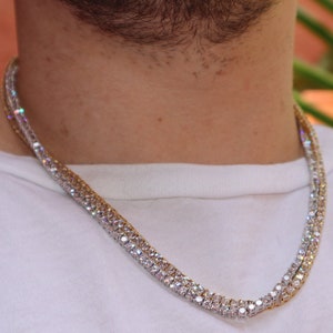 TWO 20 Inch 14k Yellow White Gold Tennis Diamond CZ Chain SET Etsy