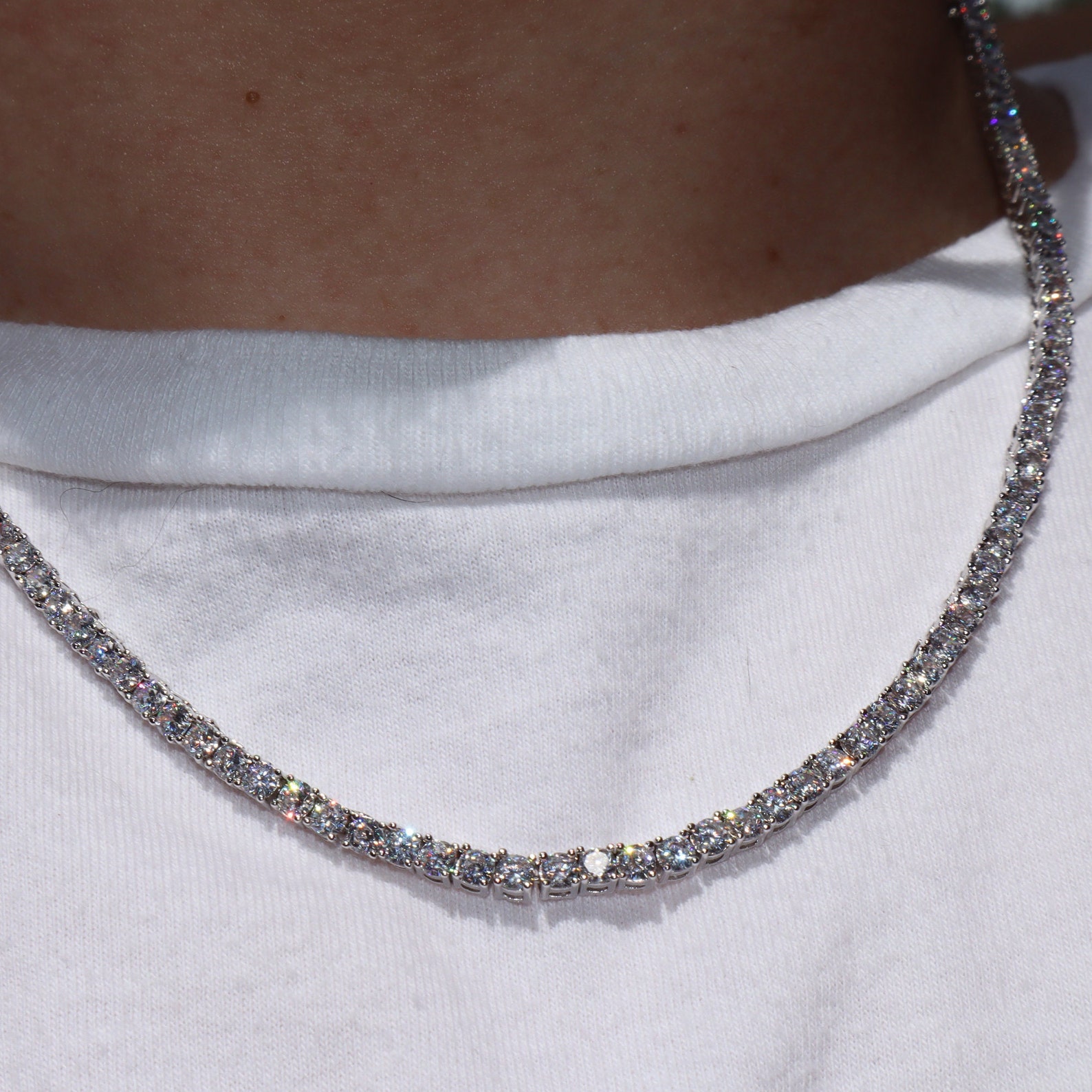 Tennis Chain VVS 14k White Gold 3mm 4mm 16 18 20 22 Inch - Etsy