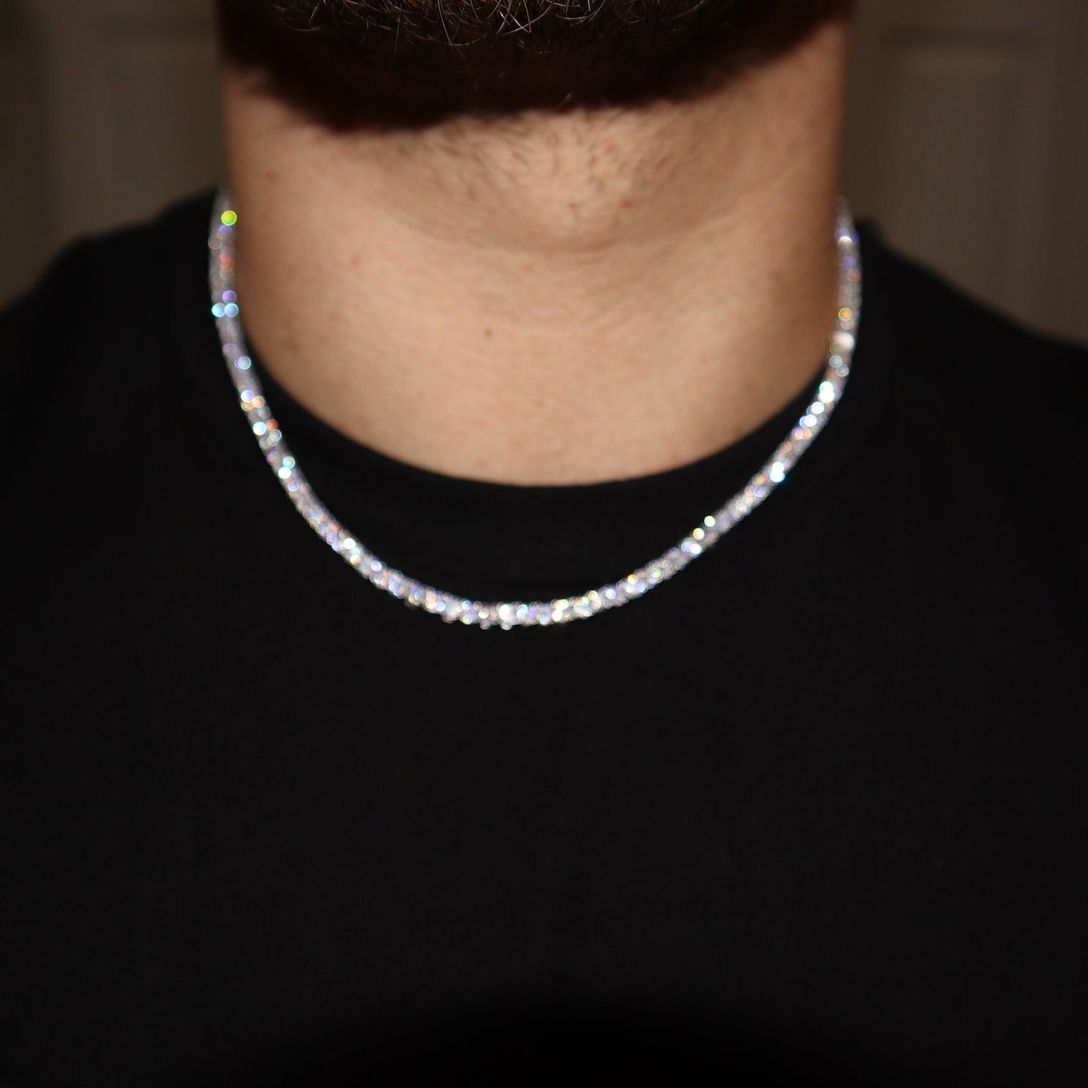 Tennis Chain VVS 14k White Gold 3mm 4mm 16 18 20 22 Inch Diamond Iced ...