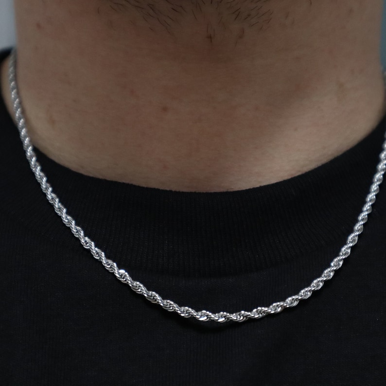 3mm Rope Chain Necklace Silver White Gold 18 20 22 Inch - Etsy