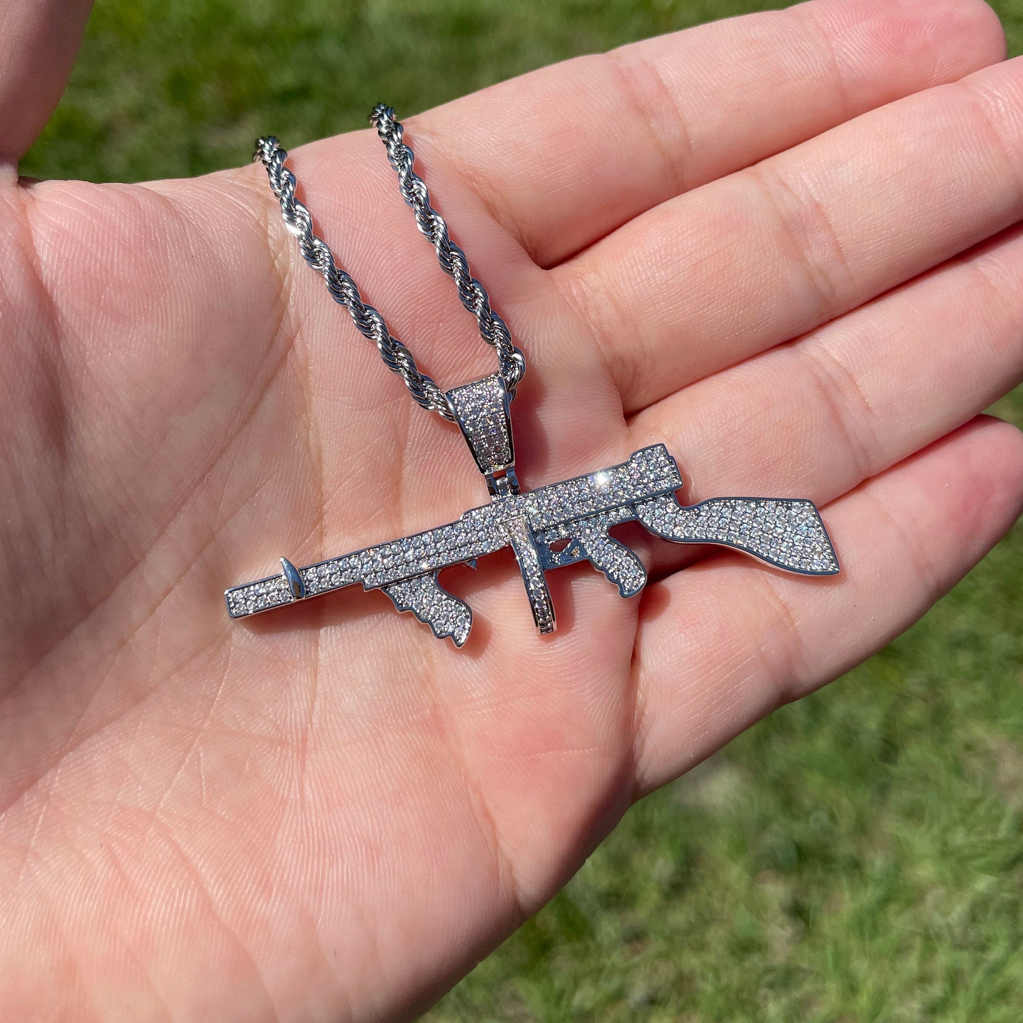 18k Gold Iced Out Tommy Gun M4 AR15 Gun Assault Rifle Carbine - Etsy UK