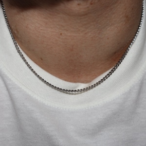 3mm Curb Mini Cuban Link Chain Necklace Silver Stainless Steel - Etsy