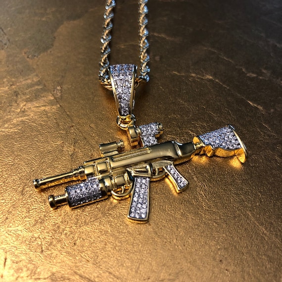 18k Gold Iced Out M4 AR15 Gun Assault Rifle Carbine Military - Etsy
