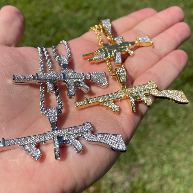 18k Gold Iced Out Tommy Gun M4 AR15 Gun Assault Rifle Carbine - Etsy