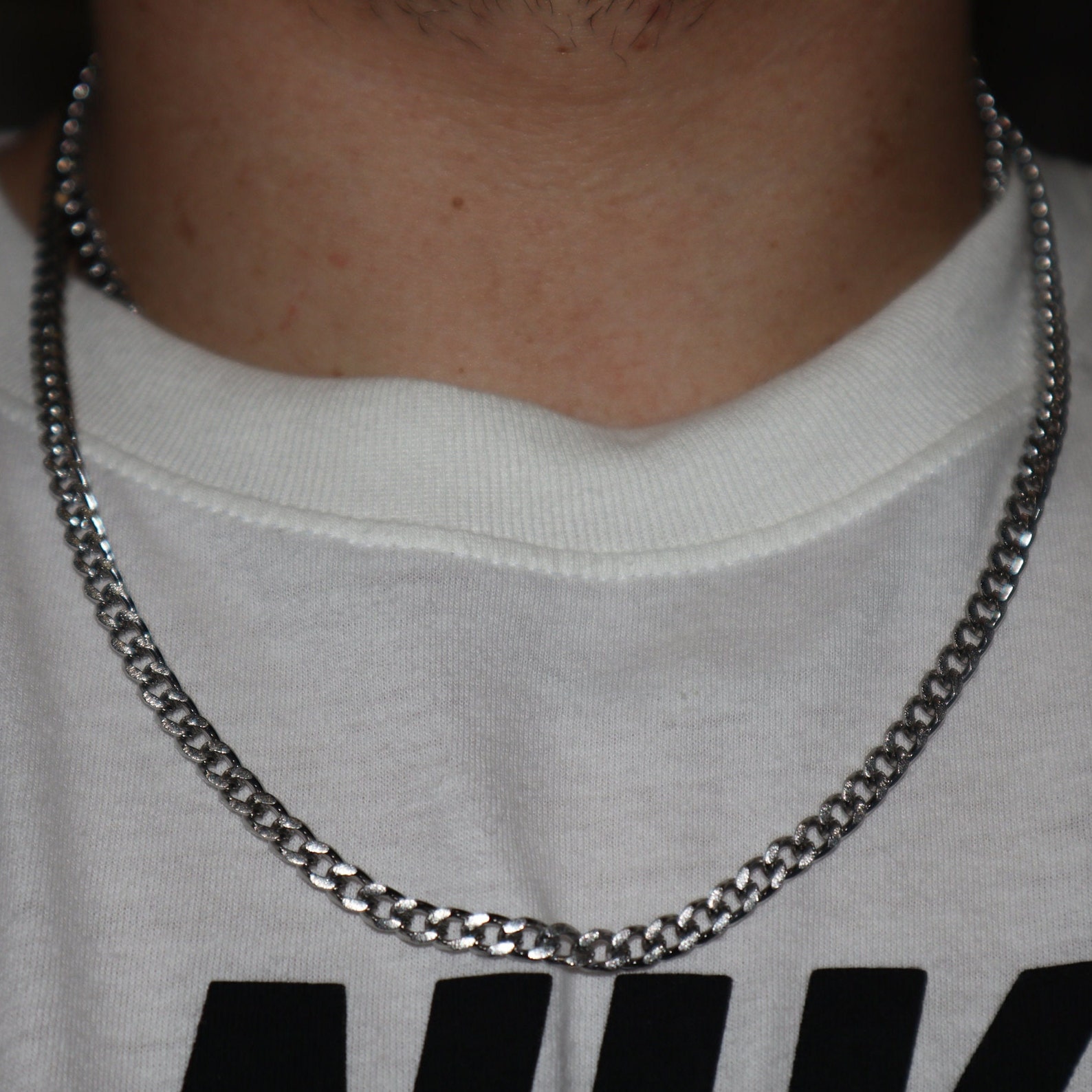 5mm Curb Mini Cuban Link Chain Necklace Silver Stainless Steel - Etsy