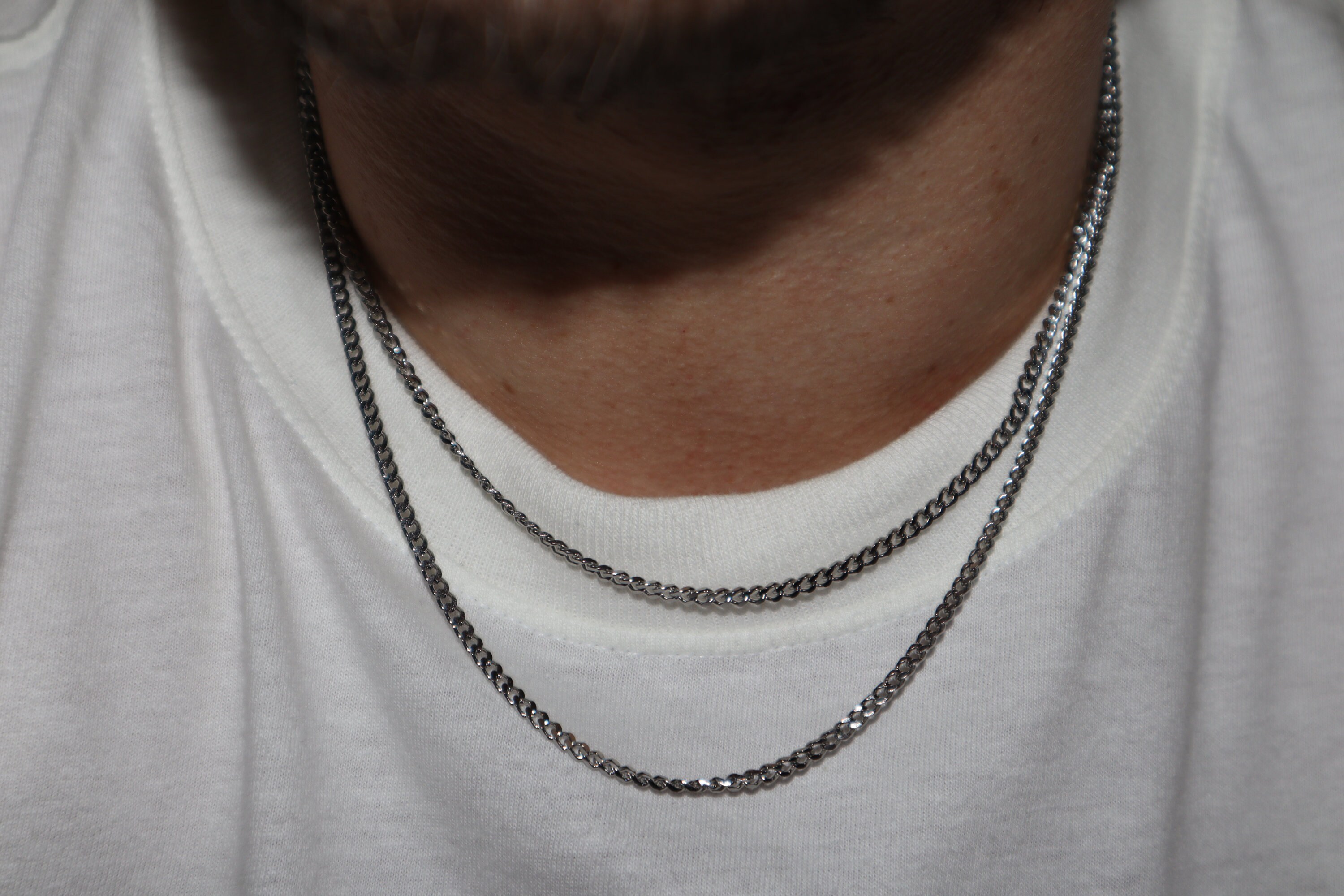 3mm Curb Mini Cuban Link Chain Necklace Silver Stainless Steel | Etsy