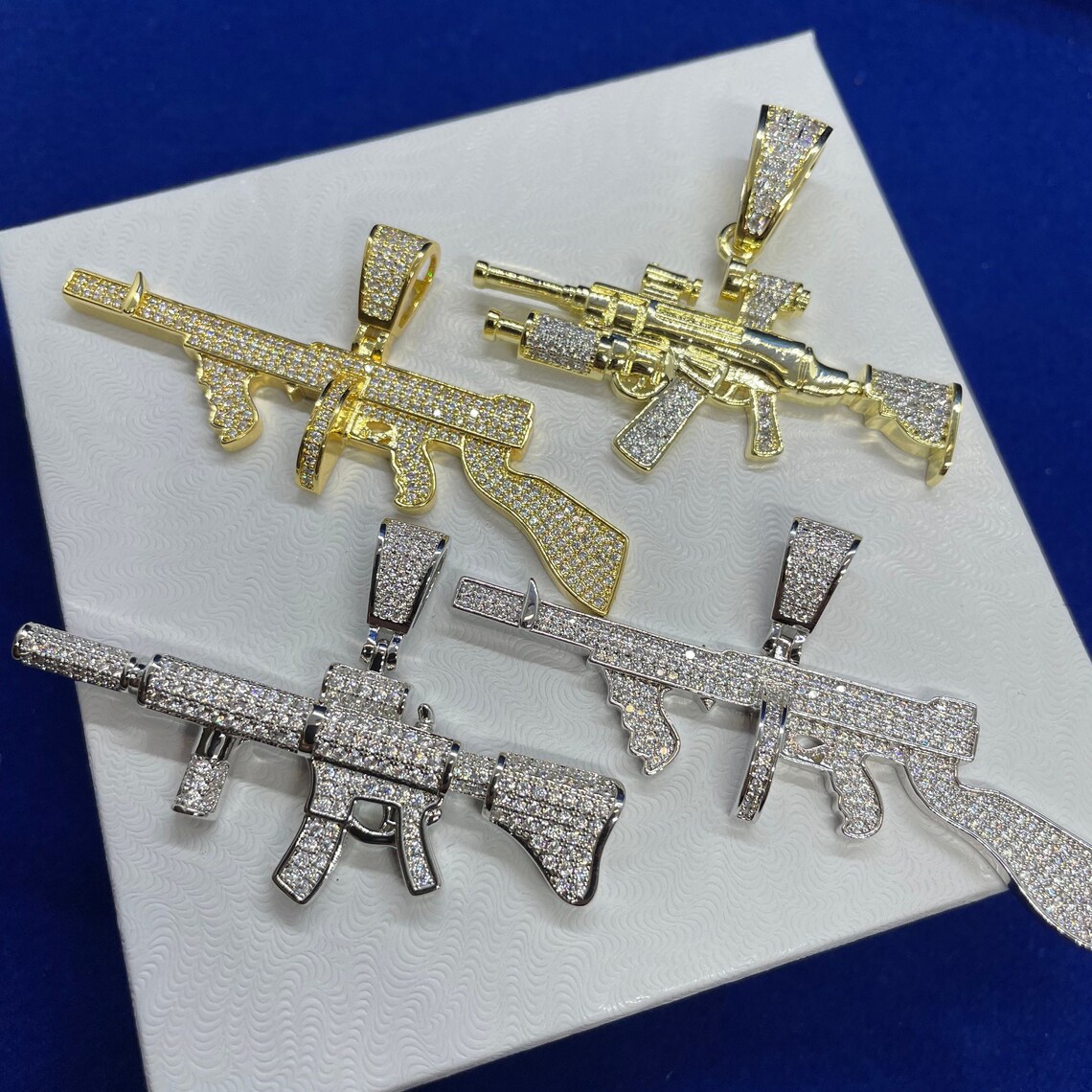 18k Gold Iced Out Tommy Gun M4 AR15 Gun Assault Rifle Carbine - Etsy