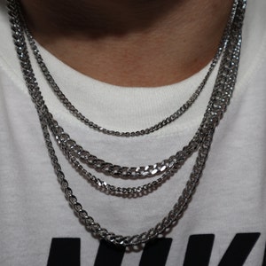 3mm Curb Mini Cuban Link Chain Necklace Silver Stainless Steel - Etsy
