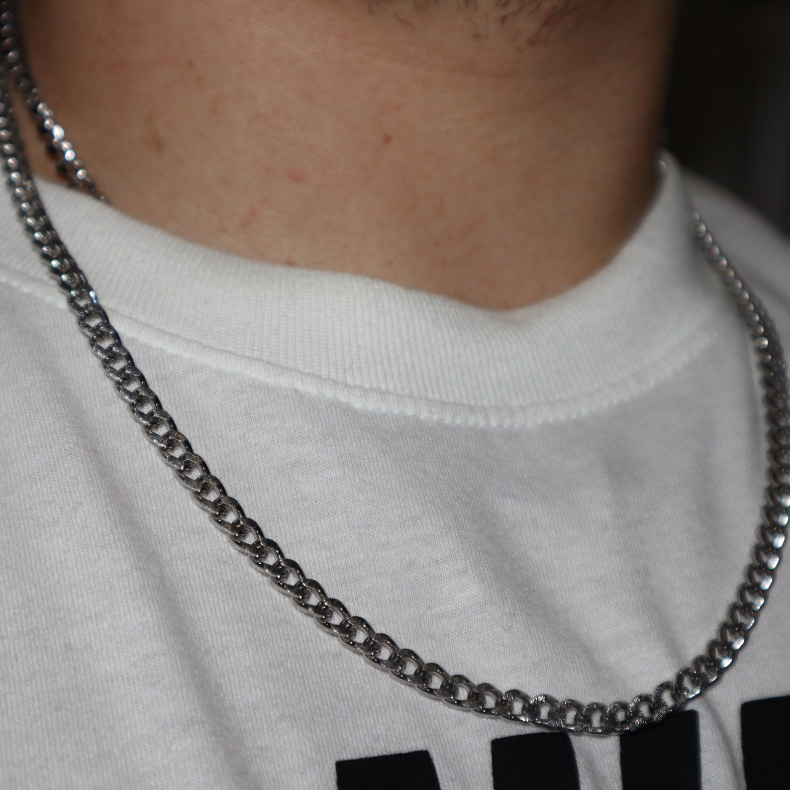 5mm Curb Mini Cuban Link Chain Necklace Silver Stainless Steel - Etsy