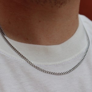 3mm Curb Mini Cuban Link Chain Necklace Silver Stainless Steel - Etsy