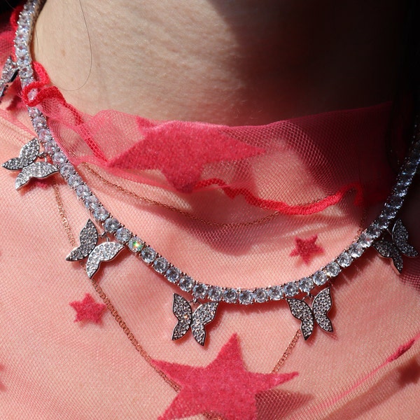 Butterfly Tennis Necklace - Etsy
