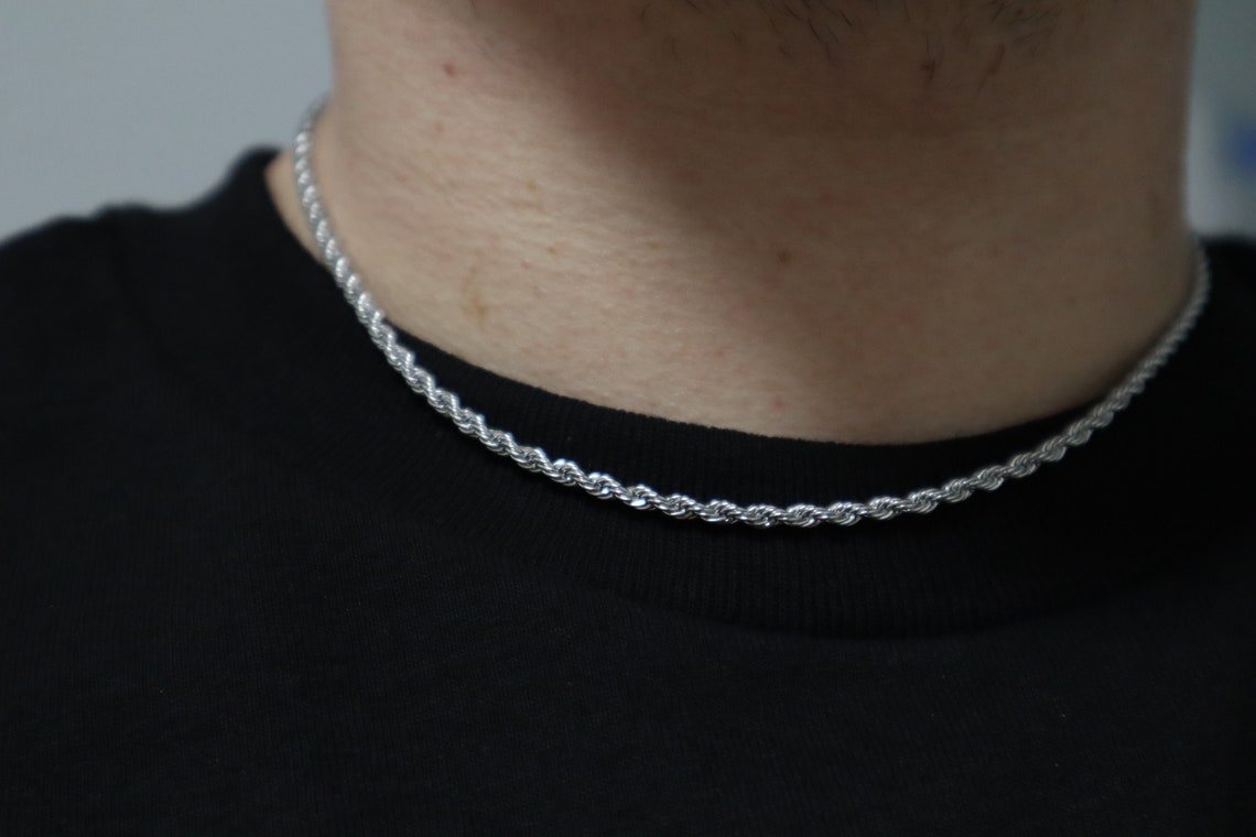 3mm Rope Chain Necklace Silver White Gold 18 20 22 Inch | Etsy