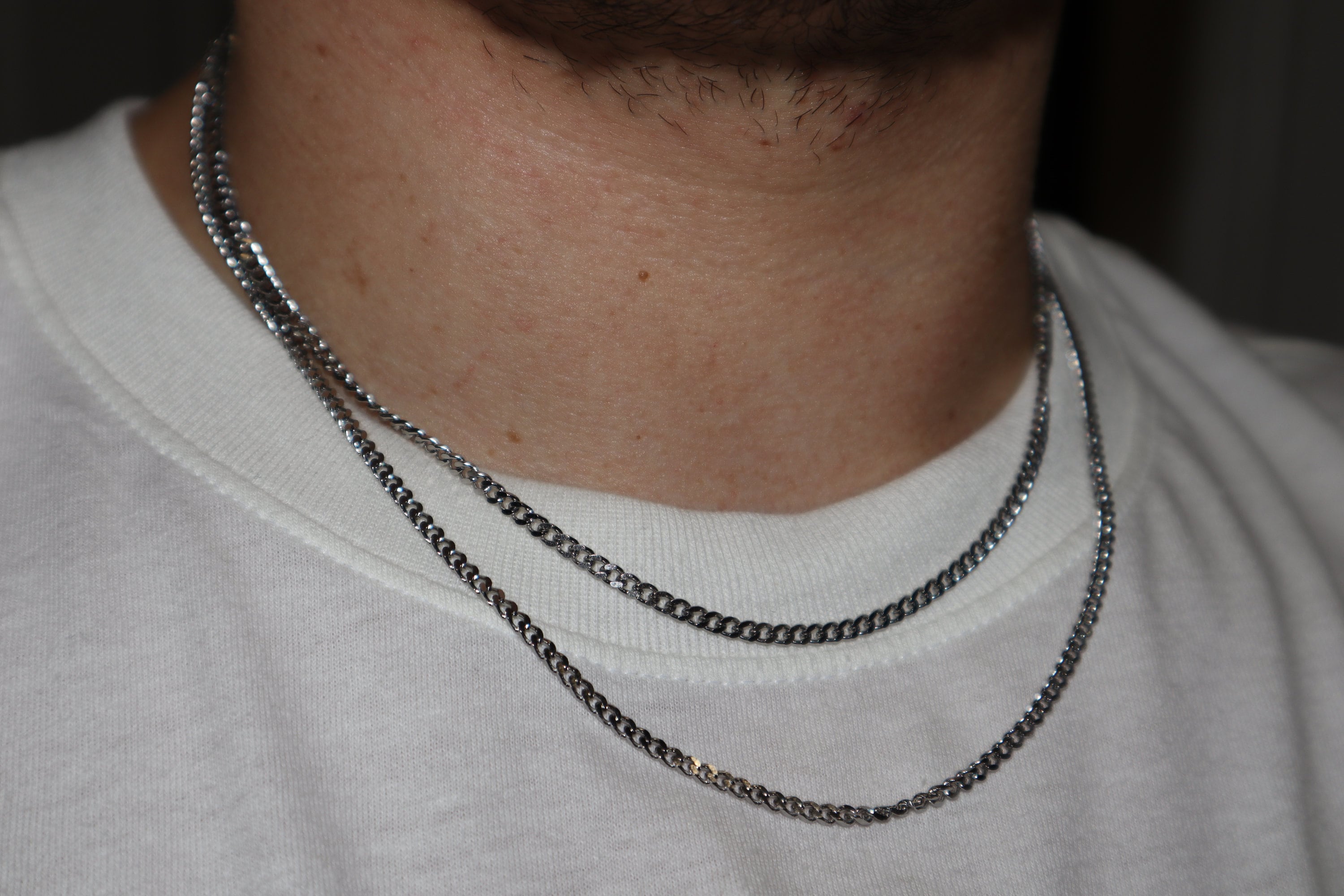 3mm Curb Mini Cuban Link Chain Necklace Silver Stainless Steel | Etsy