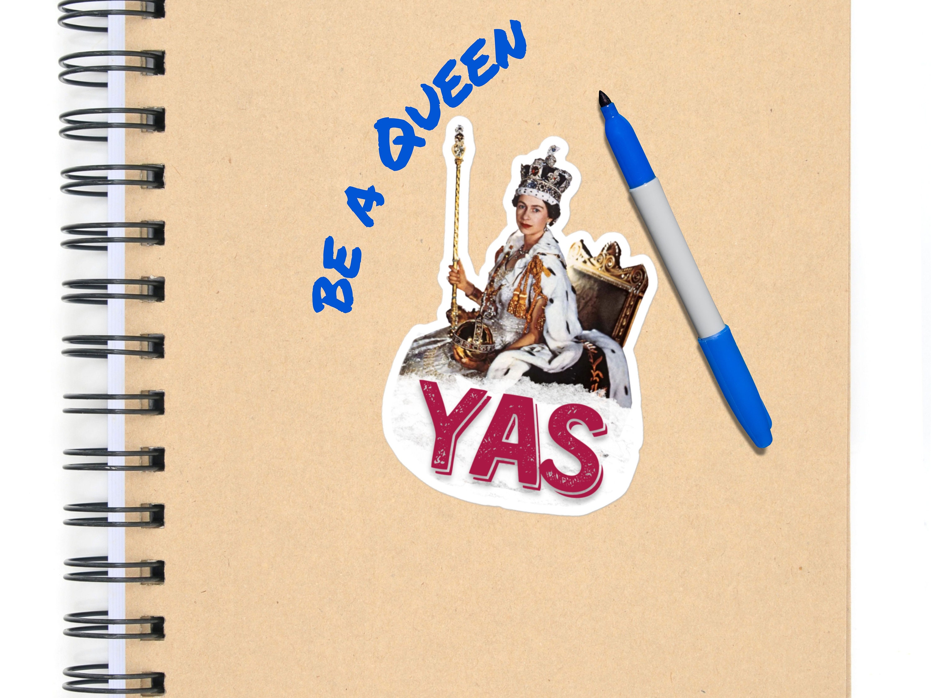 Yas Queen Meme Sticker, History Sticker, Queen Elizabeth Sticker ...