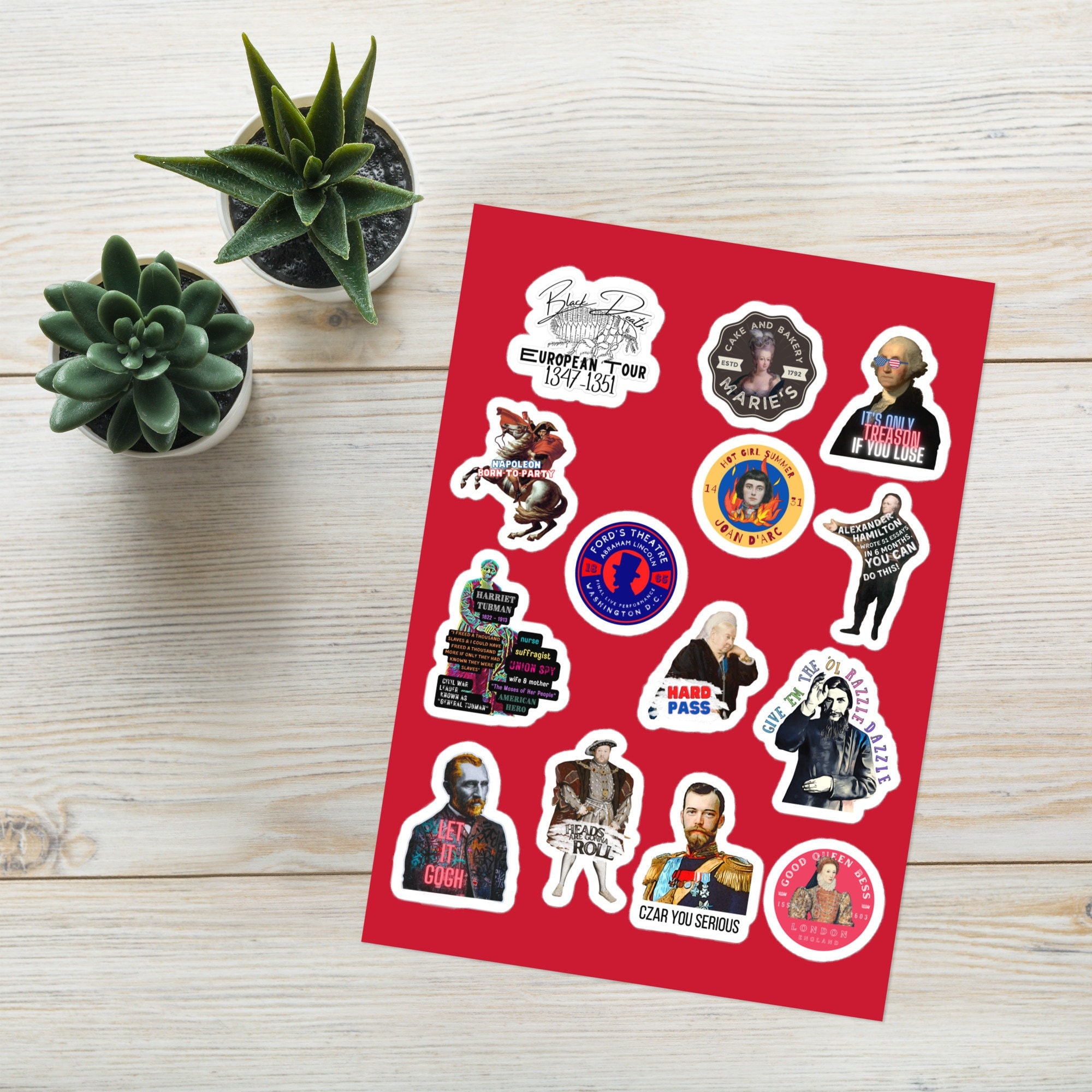 Funny History Themed Sticker Sheet, Vinyl Sticker Sheet, American ...
