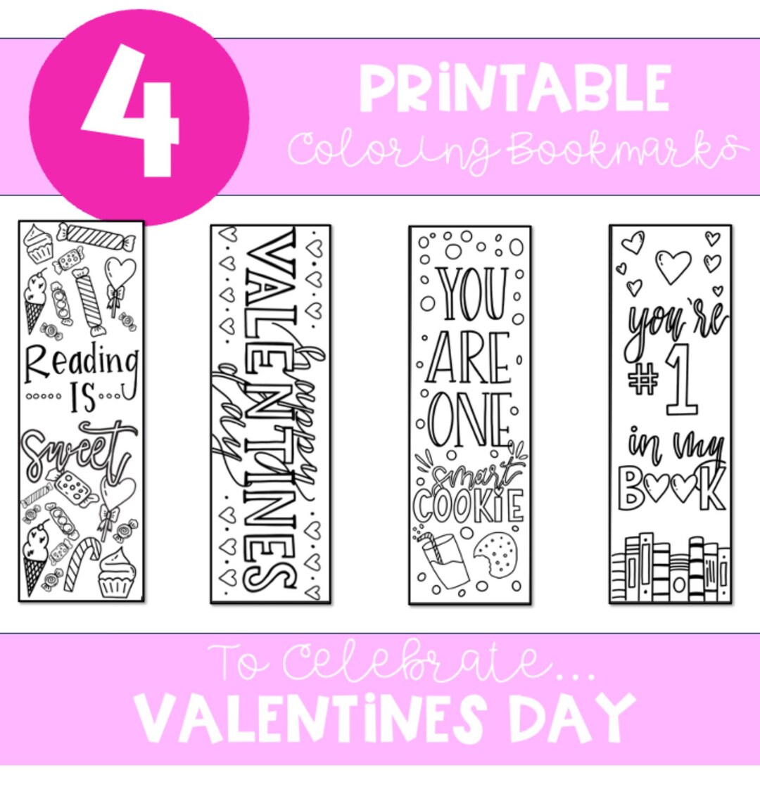Valentines Day Activity - Coloring Bookmarks - Etsy