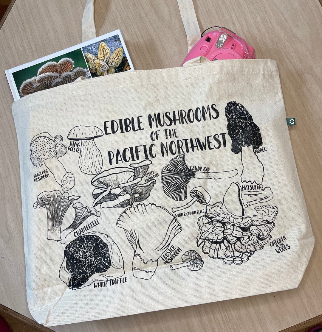 Mushroom Tote Bag | Edible Mushrooms of the Pacific Northwest | Cute ...