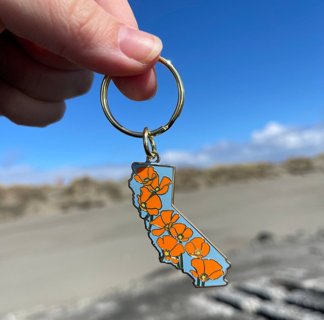 California Poppy Hard Enamel Keychain | I Love California | State ...