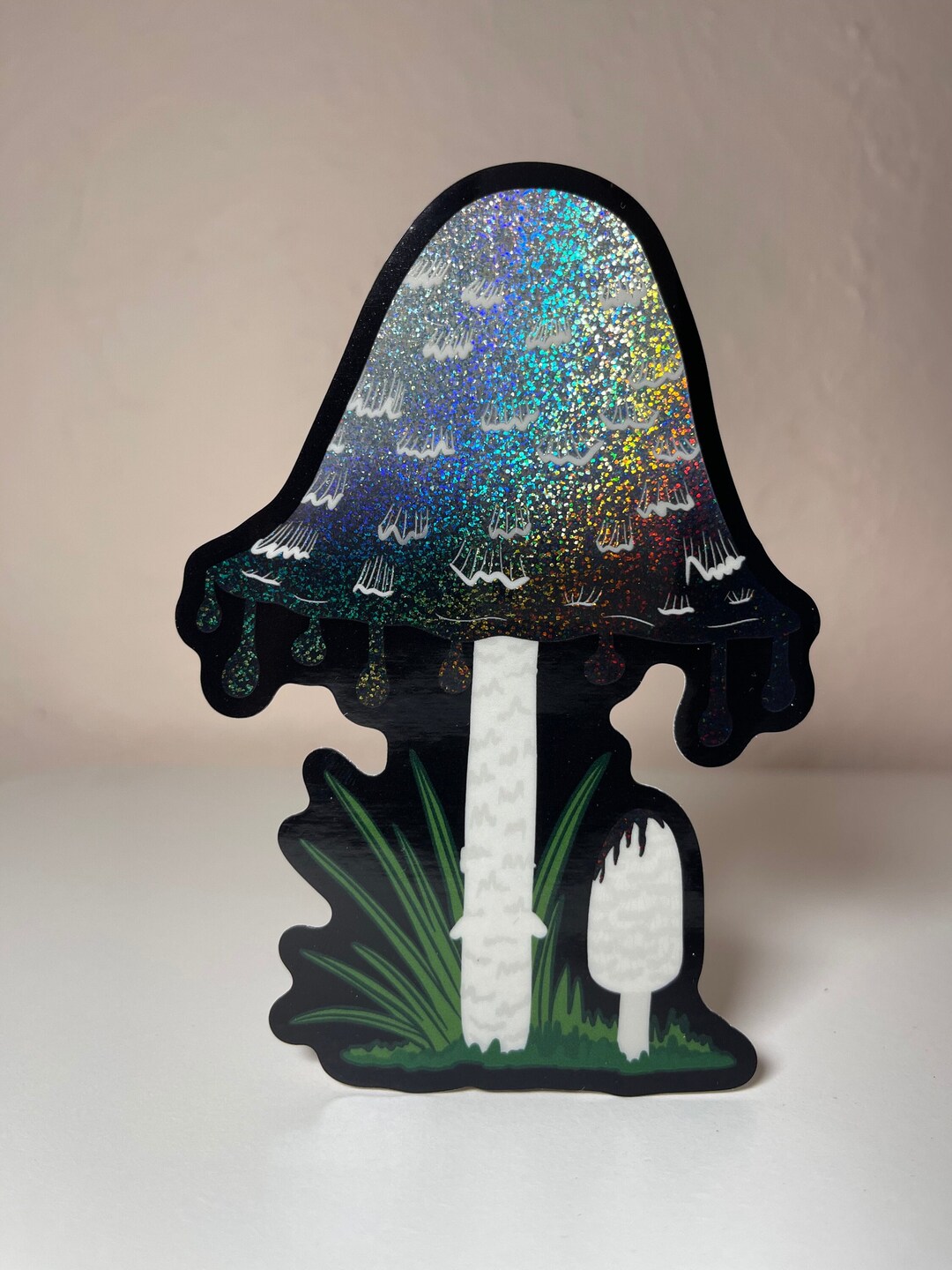 Inky Cap Mushroom Glitter Sticker |mycologists | Shaggy Mane | Mushroom ...