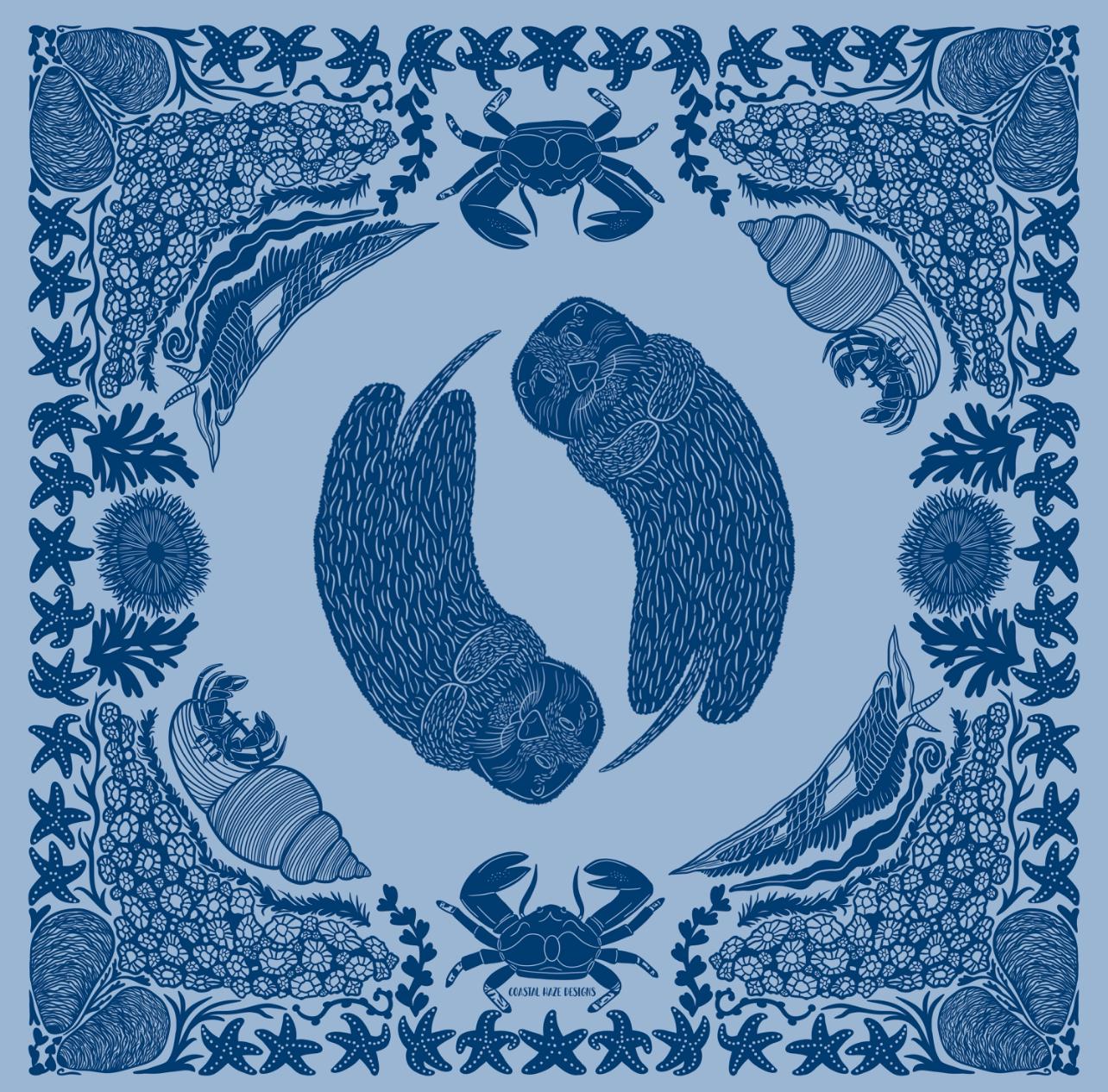 Tide Pool and Sea Otter Bandana | Cotton Bandana | Hair Accessories ...