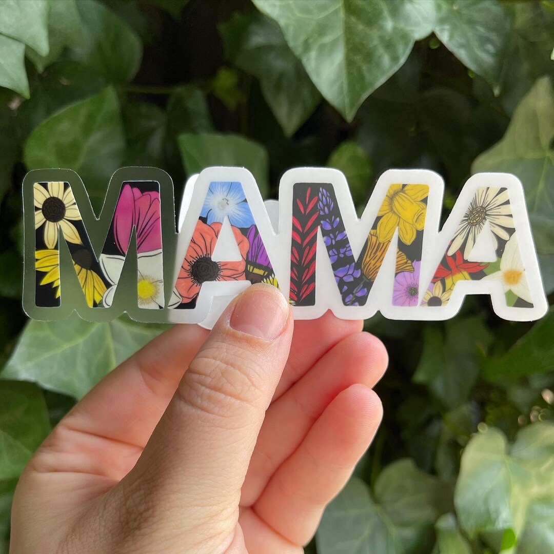 MAMA Wildflowers Clear Vinyl Sticker | Mother’s Day Gifts | Wildflowers ...