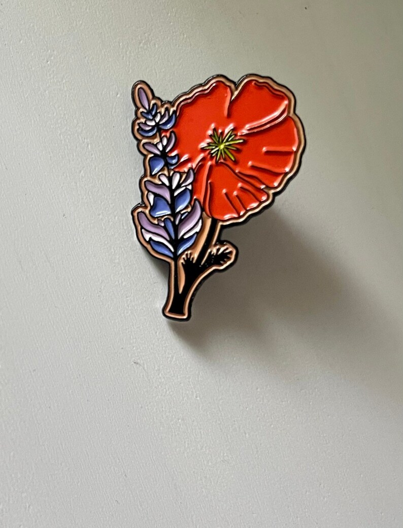 Poppy and Lupine Soft Enamel Pin | I Love California | State Flower ...