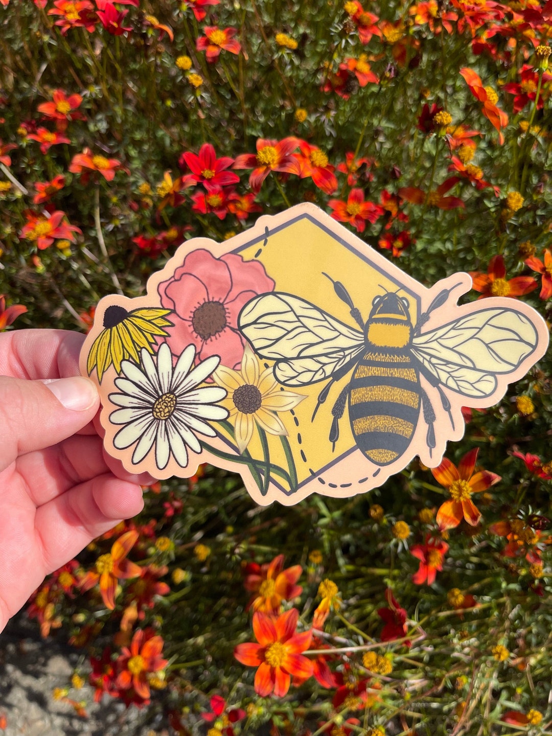 Flower Bee Sticker | Bumblebee | Honeybee | Sticker | Save the Bees ...