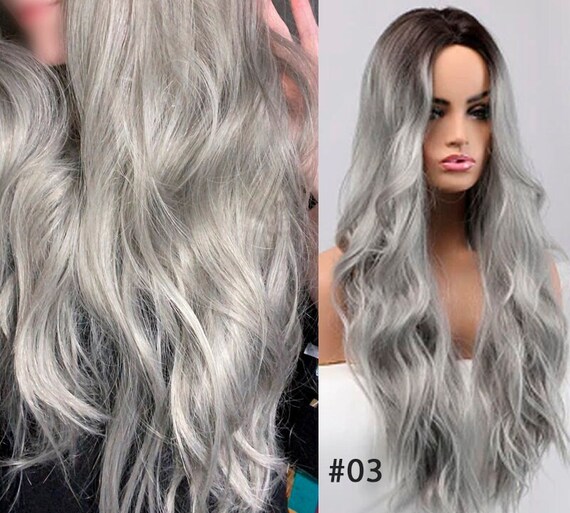 Silver Ash Ashy Hair Color Ombre Brown to Blonde Long | Etsy