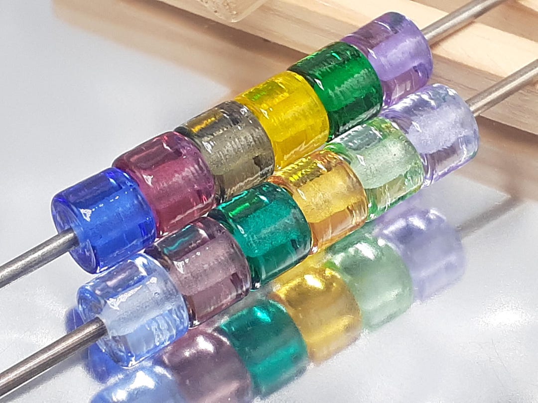 Barrel Jewel Tone Glass Bead ~ 2.5mm Hole ~ Glass Jewelry Component ...