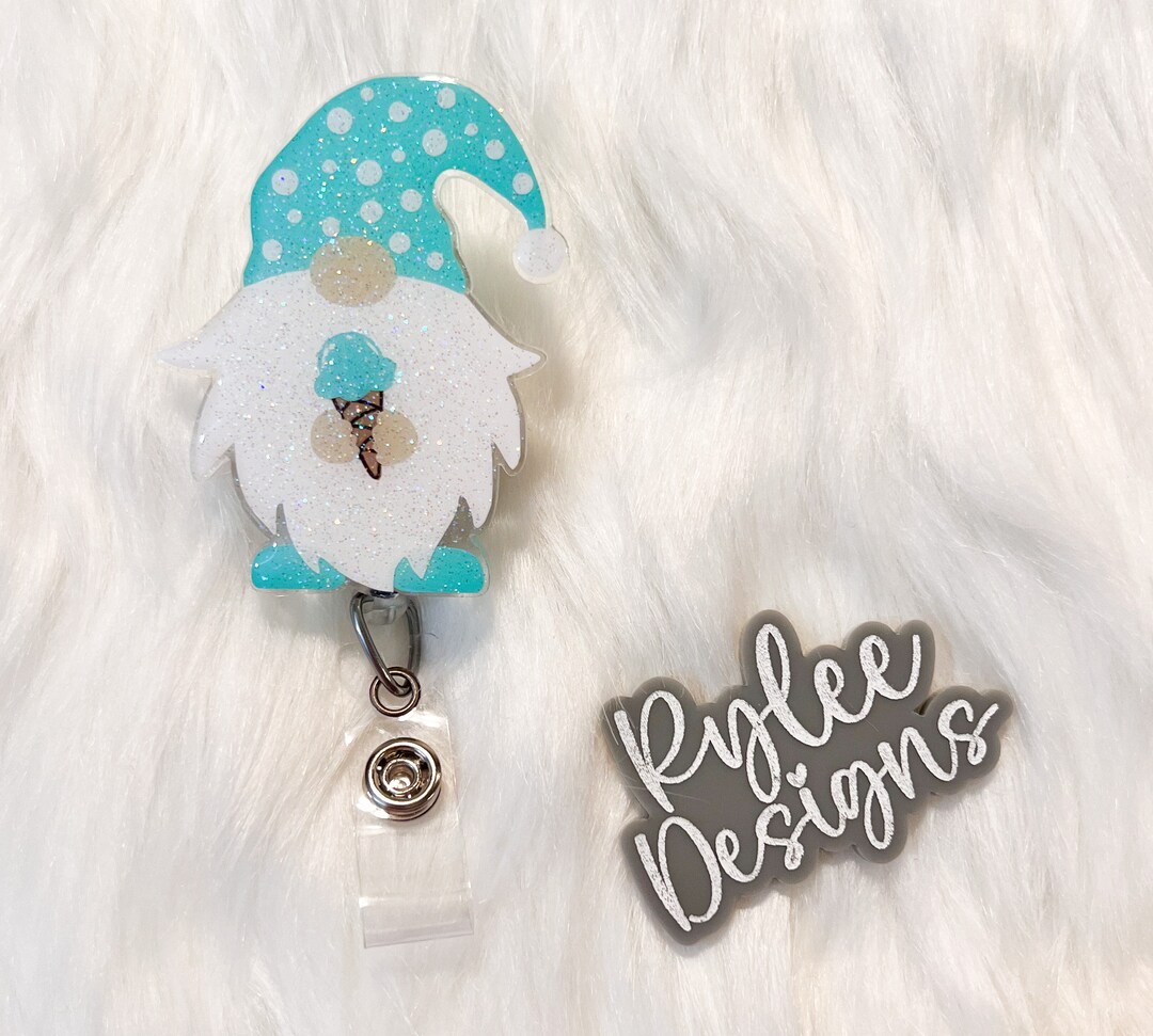 Ice Cream Gnome Badge Reel Cute, Funny Nurse Badge Reel Glittery, Resin ...