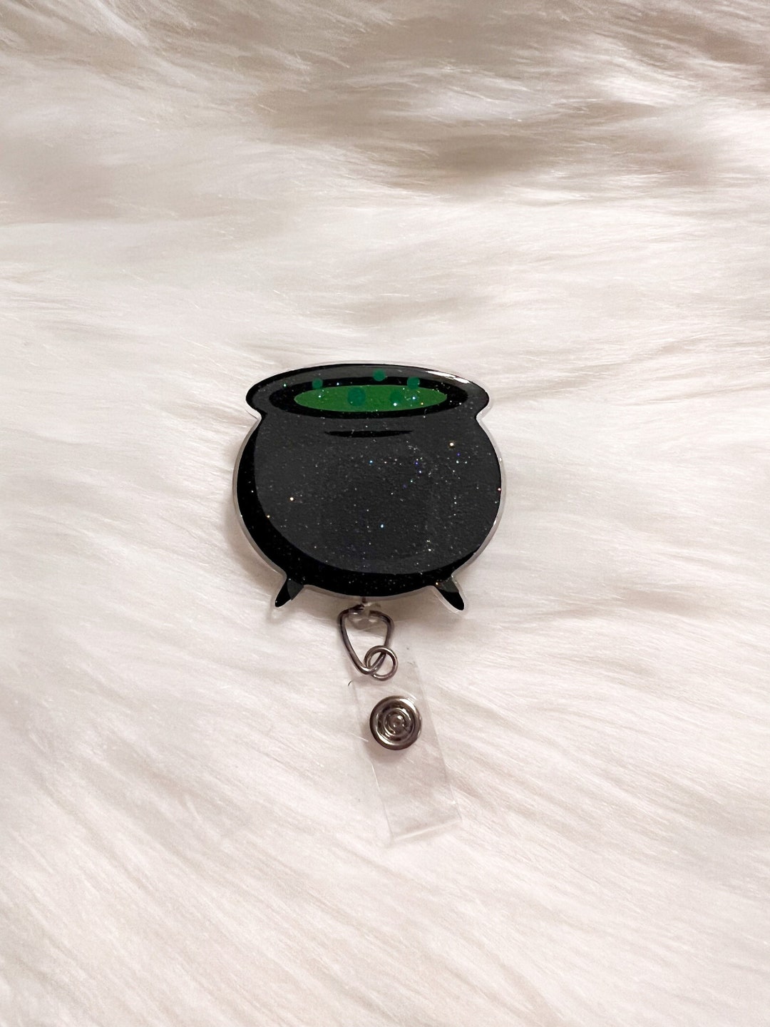 Witches Cauldron Badge Reel, Halloween Badge Holder, Spooky Season - Etsy