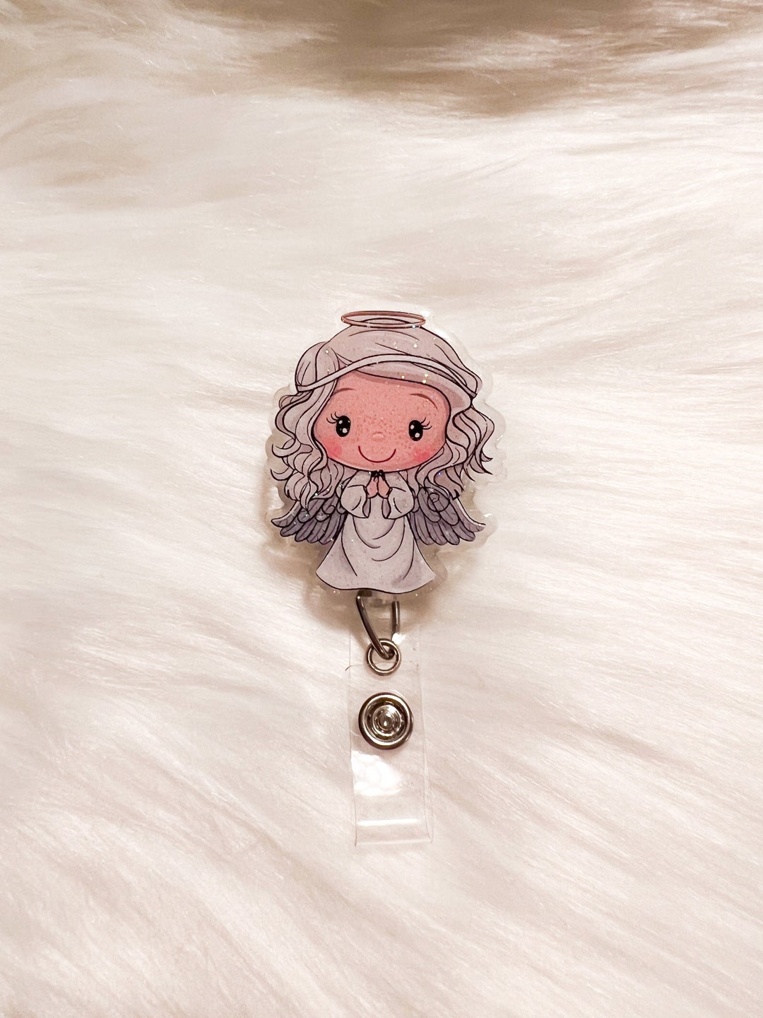 Girl Angel Badge Reel Cute, Pediatric Nurse Badge Reel, Student Badge ...