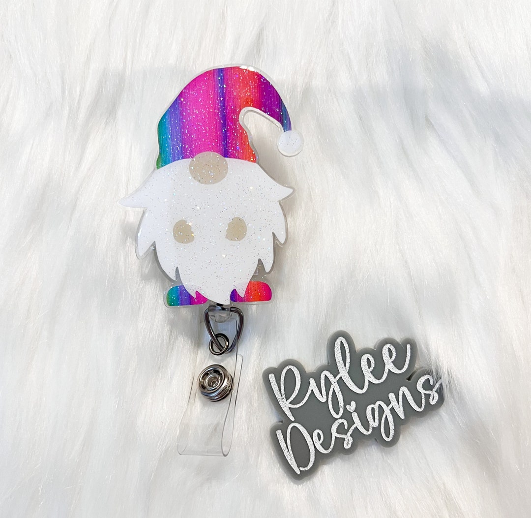Rainbow Gnome Badge Reel, Nursing Student ID Badge Holder, Cute Badge ...