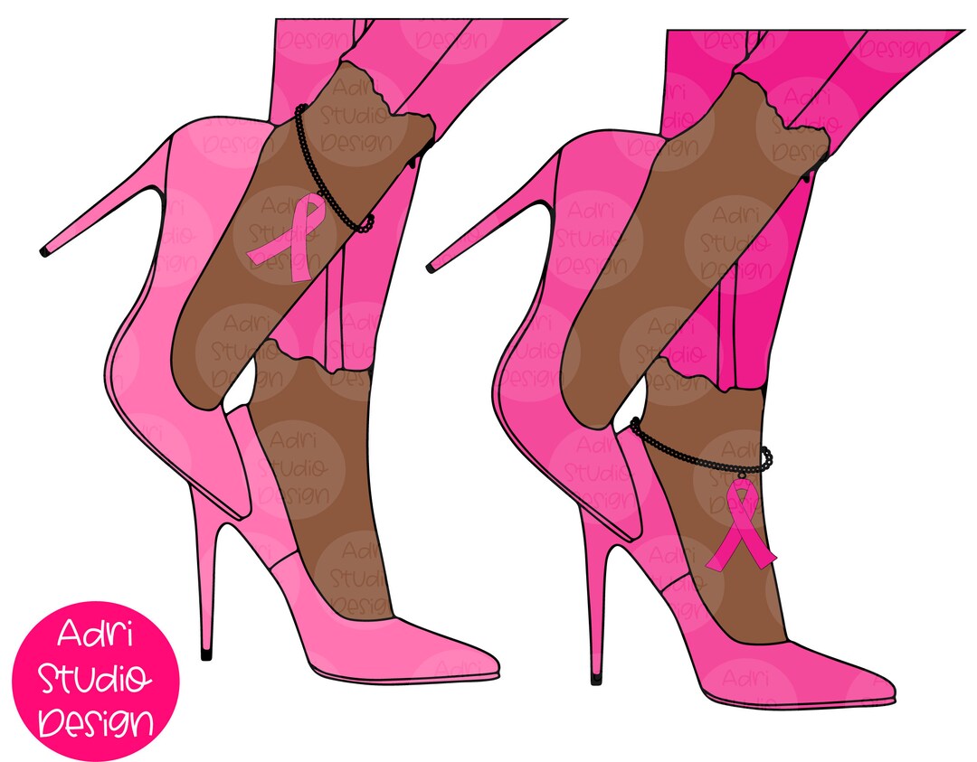 High Heels, Pink Ribbon Svg, Crush Cancer Svg Ankle Bracelet Pink High ...