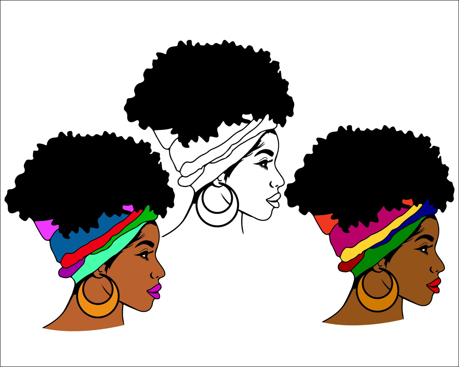 Afro Woman With Band Svg Afro Queen Black Power Black Woman - Etsy