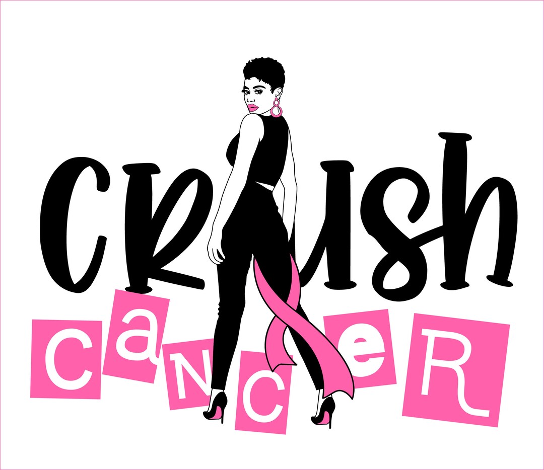High Heels, Pink Ribbon Svg, Crush Cancer Svg African American Pink ...
