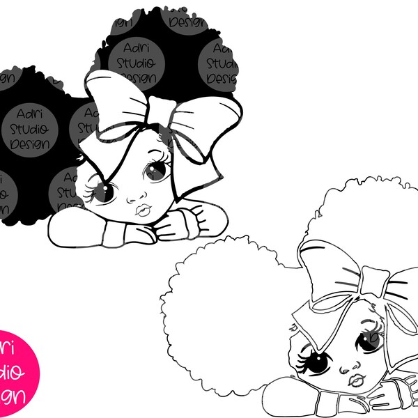 Afro Girl Outline Svg - Etsy